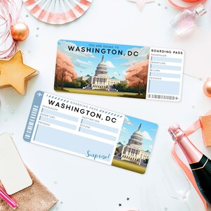 Digital WASHINGTON DC Surprise Trip Gift Ticket, Printable Boarding ...