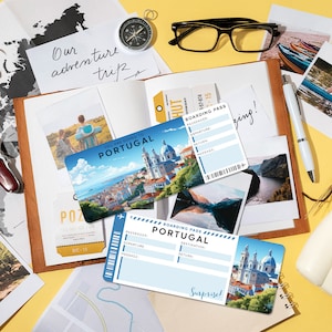 Digital PORTUGAL Surprise Trip Ticket, Portugal Printable Boarding Pass ...