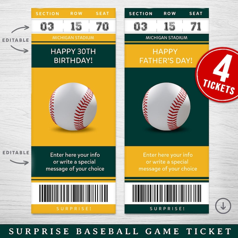 Baseball Ticket - Etsy