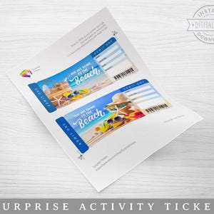 Printable Beach Surprise Ticket︱vacation Gift Reveal︱romantic Beach ...