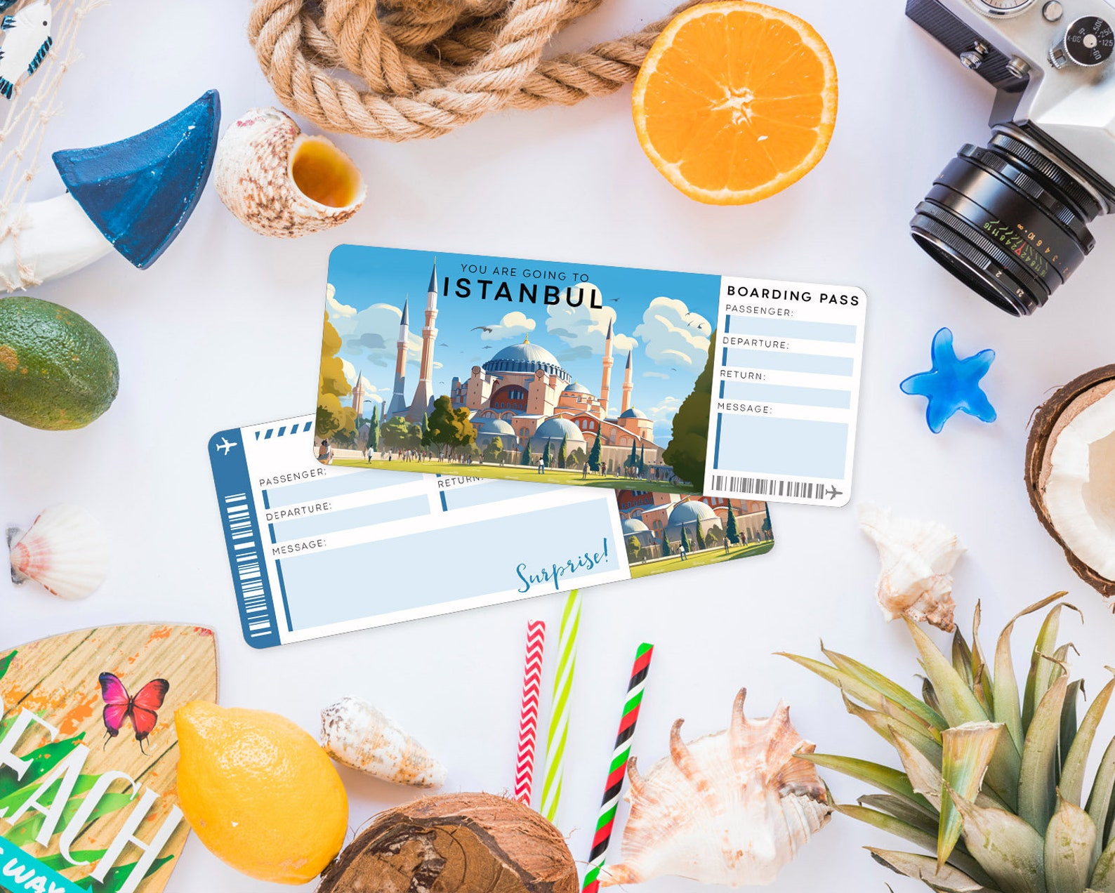 Digital ISTANBUL Trip Surprise Gift Ticket︱turkey Boarding Pass ...