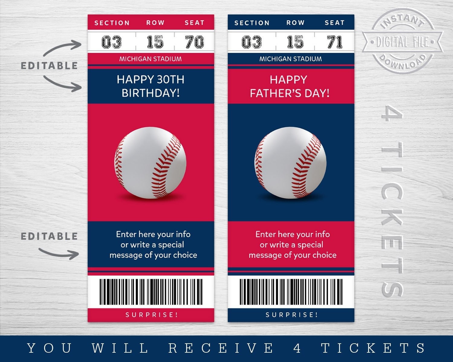 Digital Atlanta Colors Surprise Ticket Gift, Atlanta Baseball Game ...