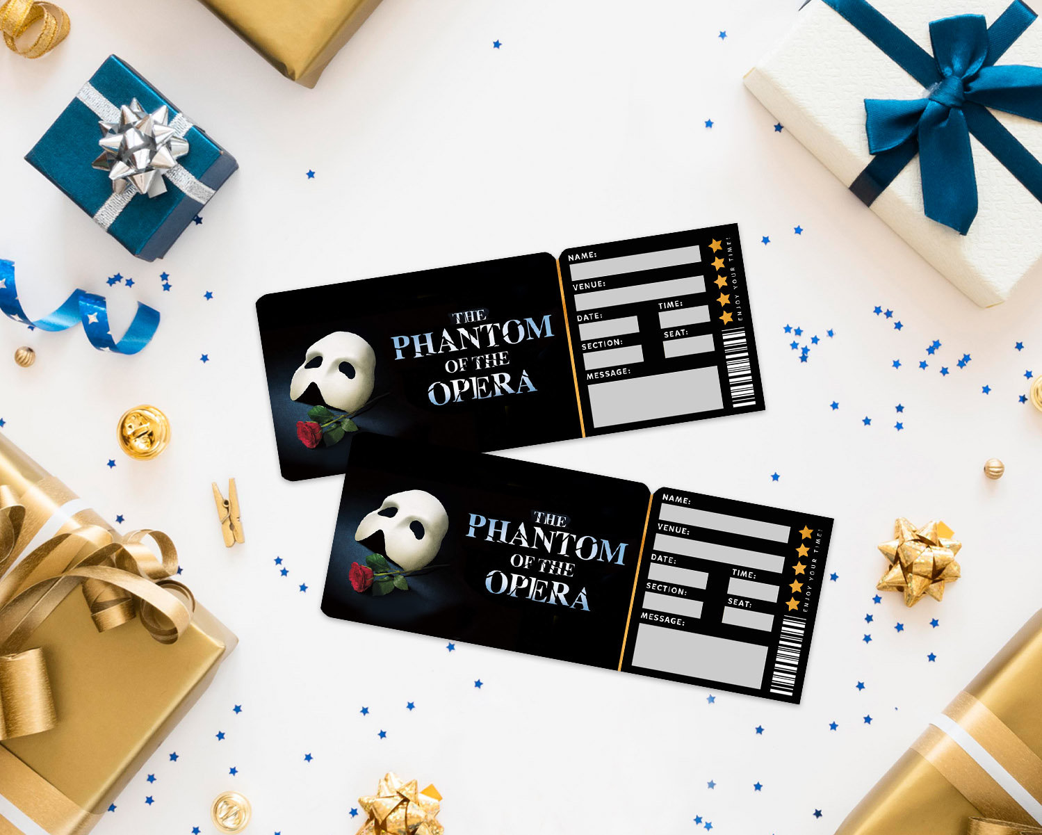 Printable Phantom of the Opera Broadway Surprise Ticket, Musical Collectible Theater Ticket ...