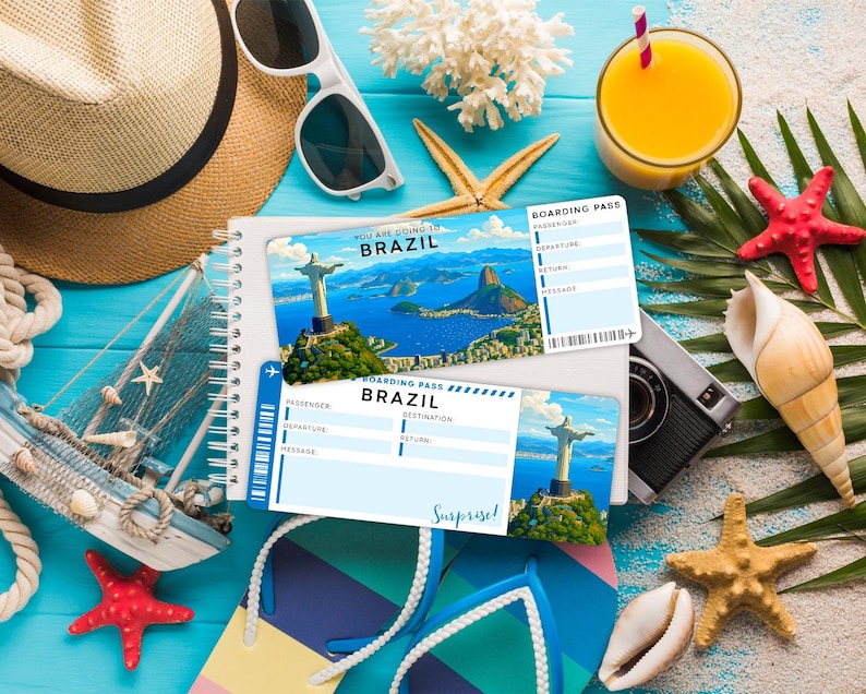 Digital BRAZIL Trip Surprise Gift Ticket︱rio De Janeiro Boarding Pass ...