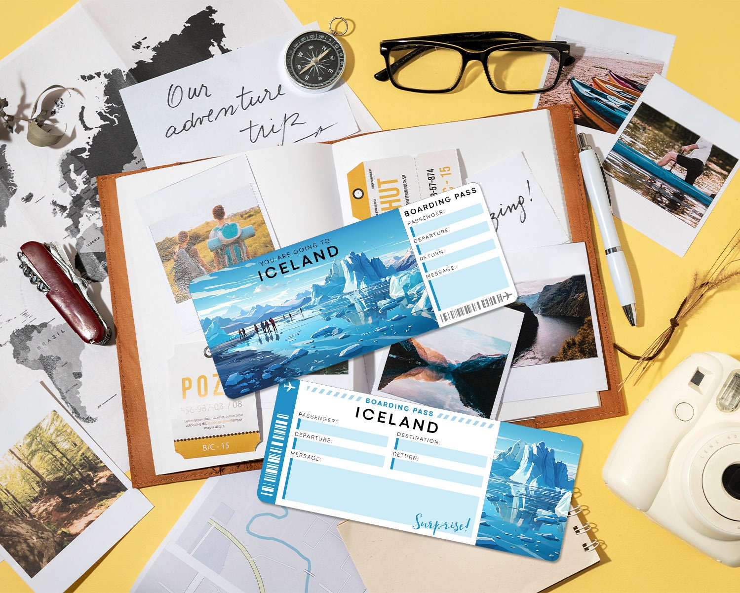 Digital ICELAND Trip Surprise Gift Ticket︱iceland Boarding Pass ...