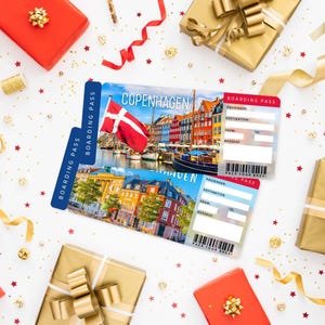 Digital COPENHAGEN Surprise Trip Ticket, DENMARK Printable Boarding ...