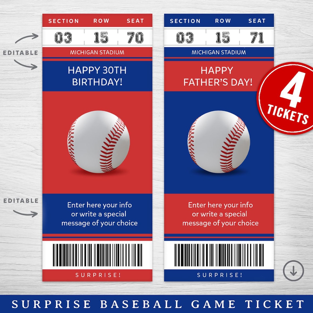 Digital Chicago Colors Surprise Ticket Gift, Chicago Baseball Game ...