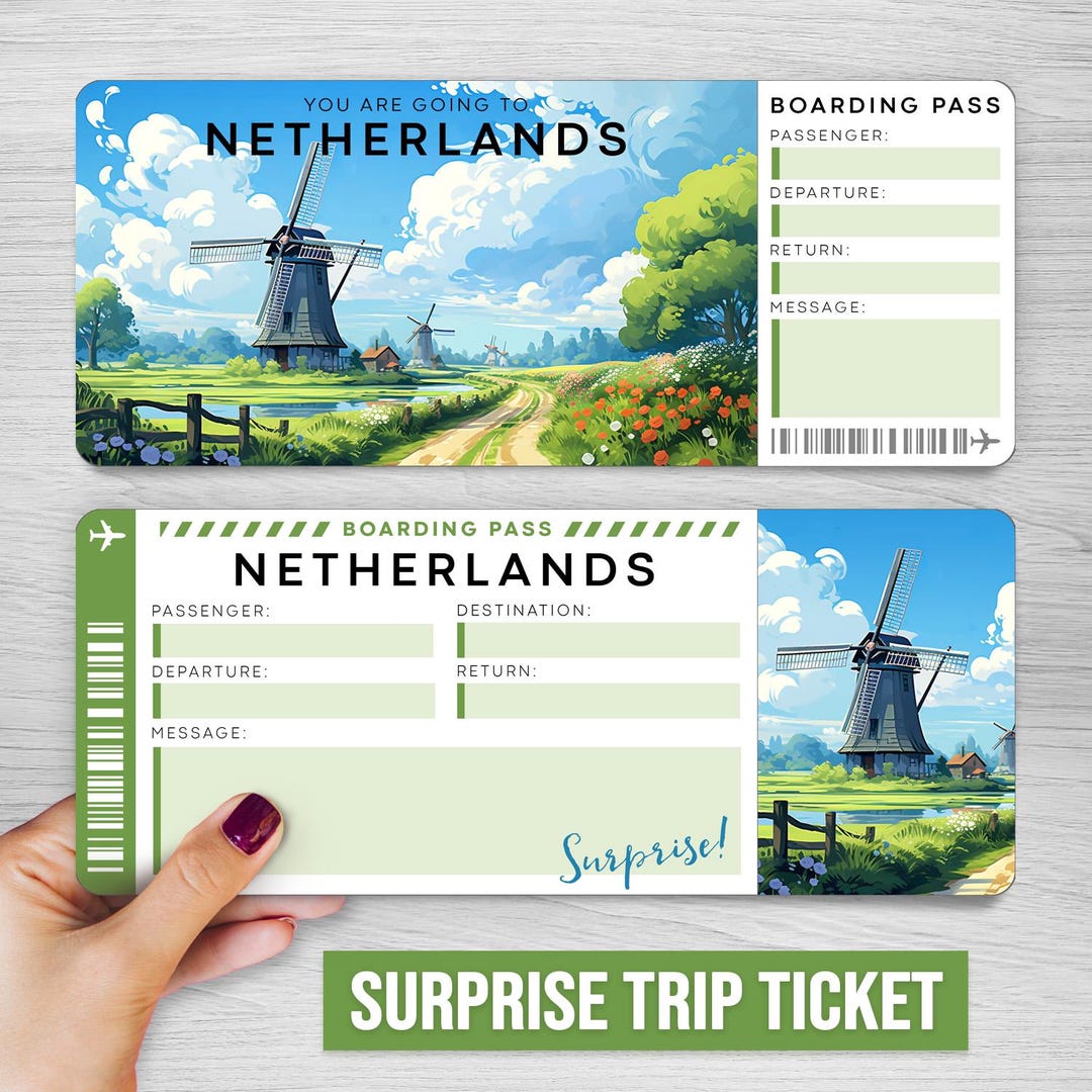 Digital NETHERLANDS Trip Surprise Gift Ticket︱holland Boarding Pass ...