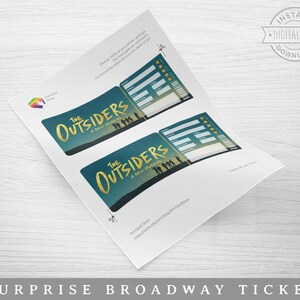 Printable the Outsiders Broadway Surprise Ticket︱musical Theatre Ticket ...
