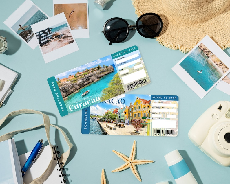 Digital CURACAO Trip Surprise Gift Ticket︱printable Curacao Boarding ...
