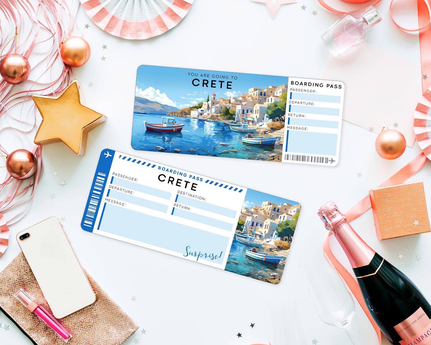 Digital CRETE Trip Surprise Gift Ticket︱greece Boarding Pass︱printable ...