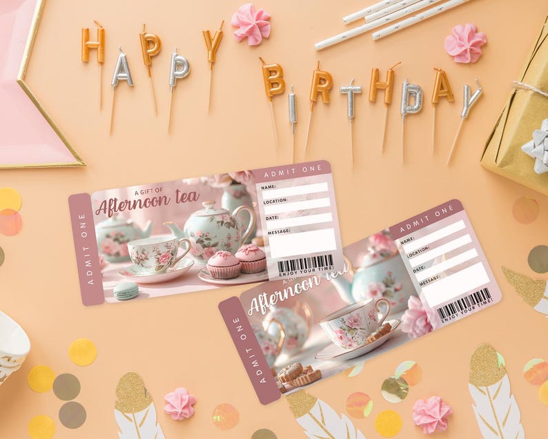 Printable Afternoon Tea Voucher Template, Surprise Reveal Afternoon Tea ...