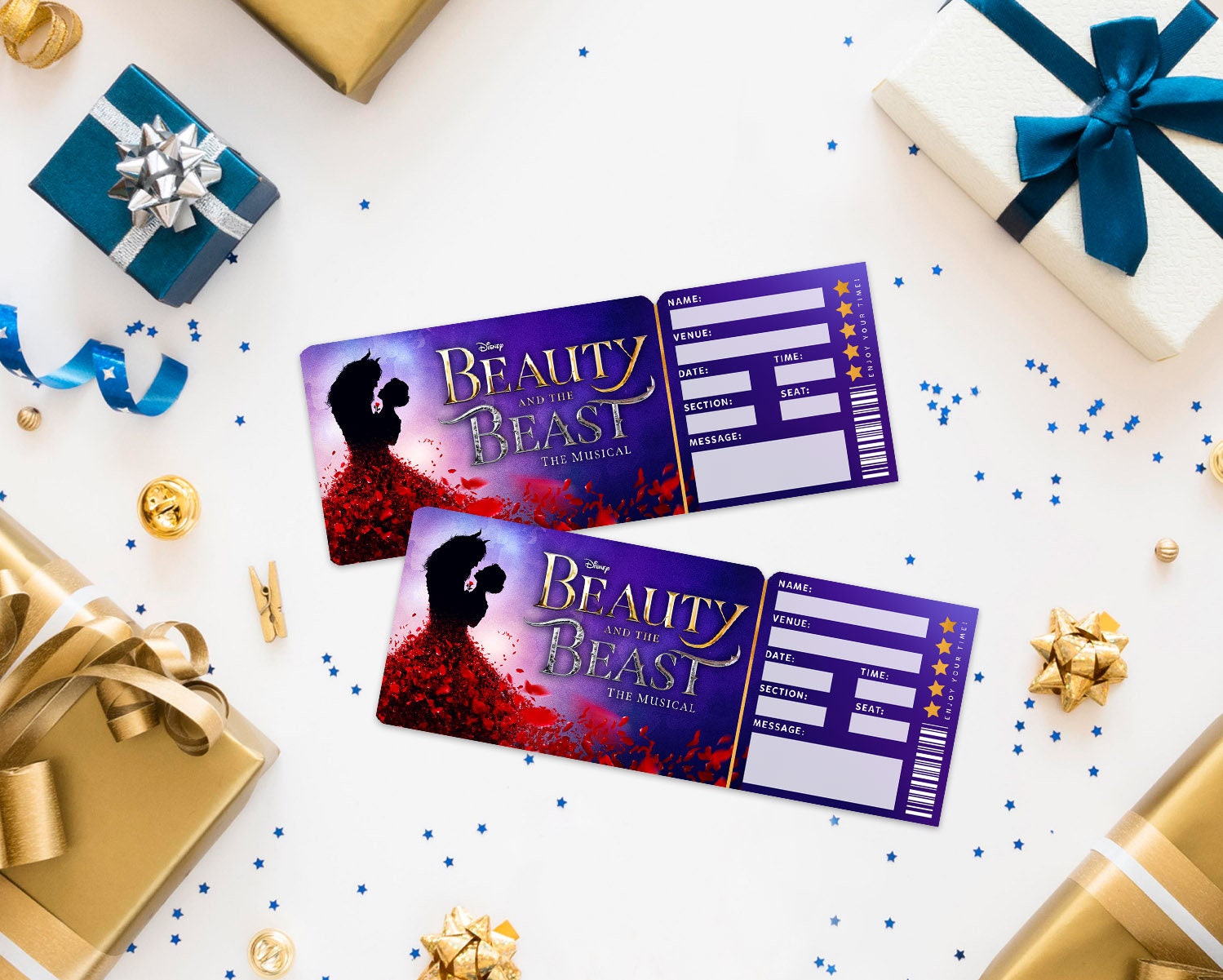 Printable Beauty and Beast Broadway Surprise Ticket︱musical Theatre ...