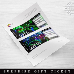 Digital Laser Tag Surprise Reveal Gift Ticket, Laser Tag Surprise ...