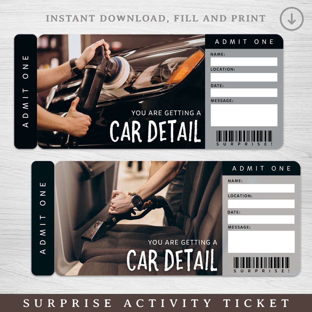 Printable Car Detailing Gift Certificate︱car Detail Gift Voucher︱car ...