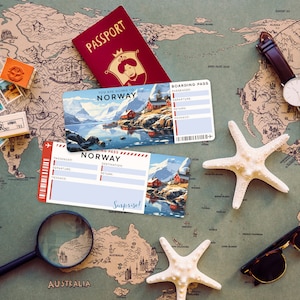 Digital NORWAY Trip Surprise Gift Ticket︱norway Boarding Pass︱printable ...