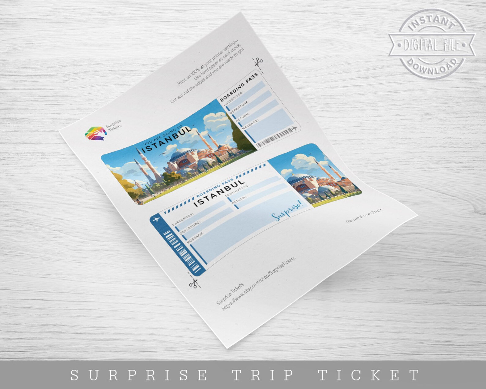 Digital ISTANBUL Trip Surprise Gift Ticket︱turkey Boarding Pass ...