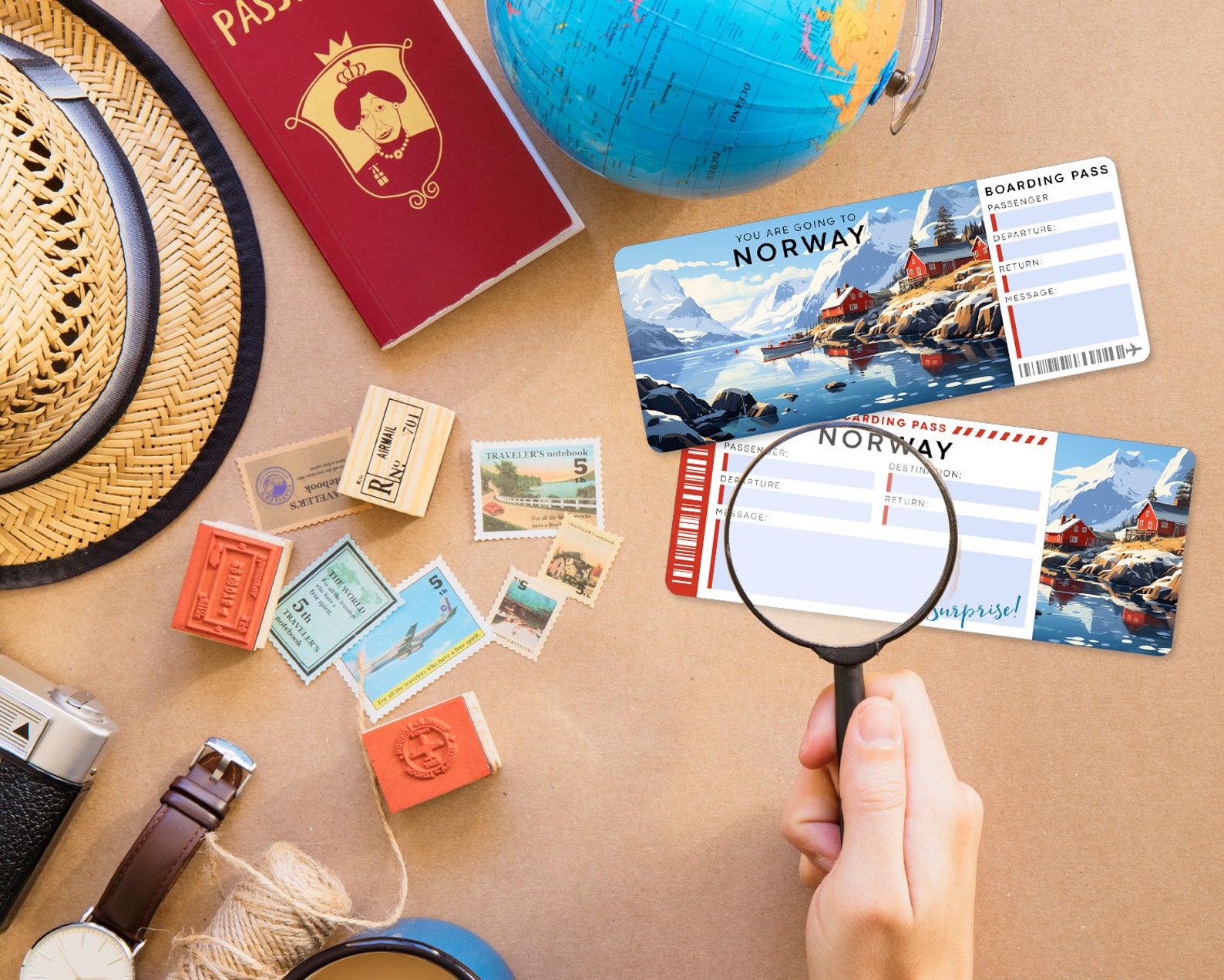 Digital NORWAY Trip Surprise Gift Ticket︱norway Boarding Pass︱printable ...