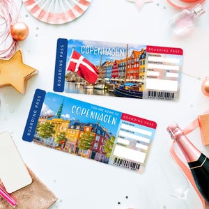 Digital COPENHAGEN Surprise Trip Ticket, DENMARK Printable Boarding ...