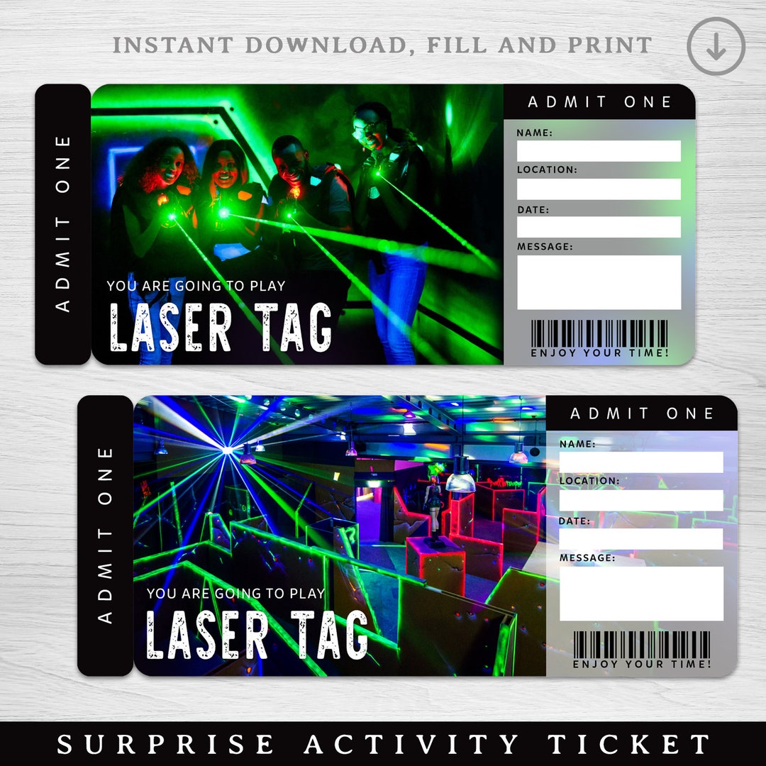 Digital Laser Tag Surprise Reveal Gift Ticket, Laser Tag Surprise ...