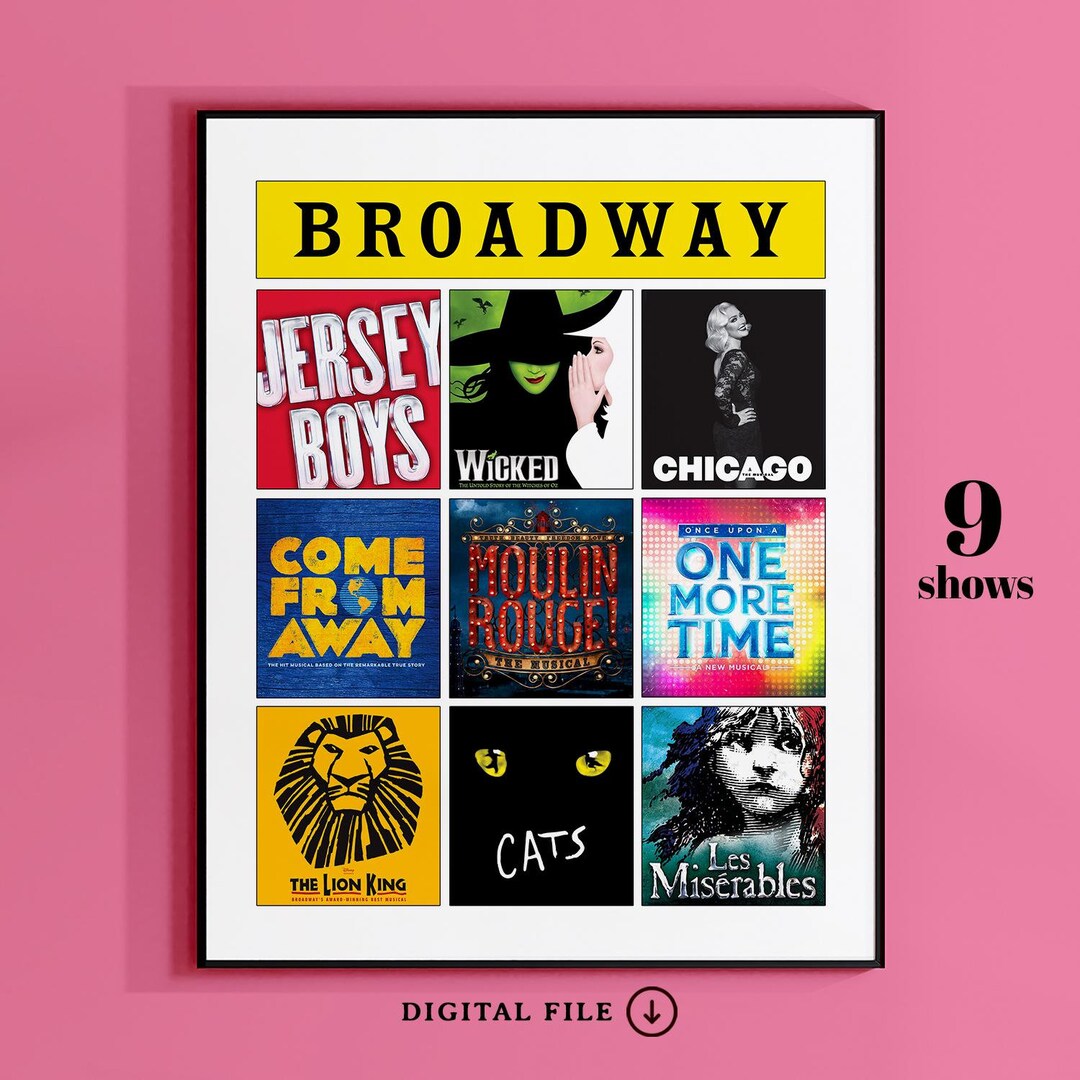 Custom Broadway Poster - 9 Shows - Broadway Musical Tribute Art, Custom ...
