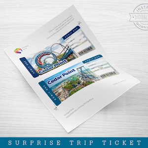 Digital CEDAR POINT Surprise Trip Gift Ticket, Amusement Park Printable ...
