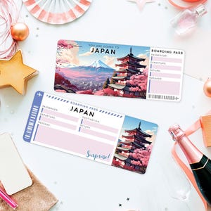 Printable JAPAN Surprise Trip Gift Ticket, Printable Boarding Pass ...