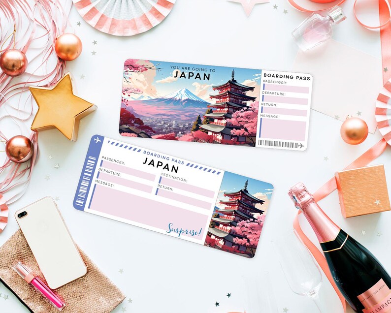 Printable JAPAN Trip Surprise Gift Ticket︱holiday Boarding Pass ...