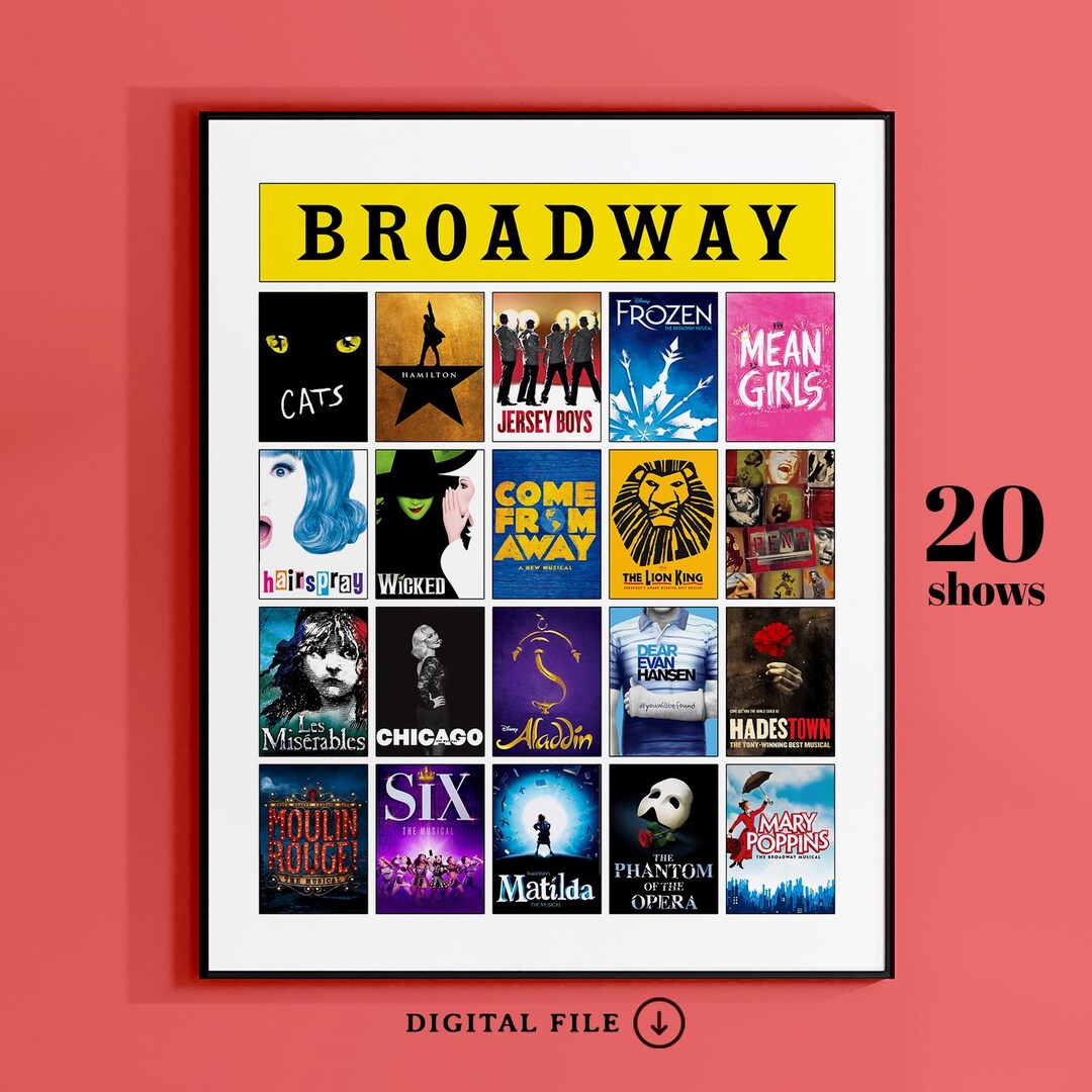Custom Broadway Poster 20 Shows Broadway Musical Tribute Art, Custom ...