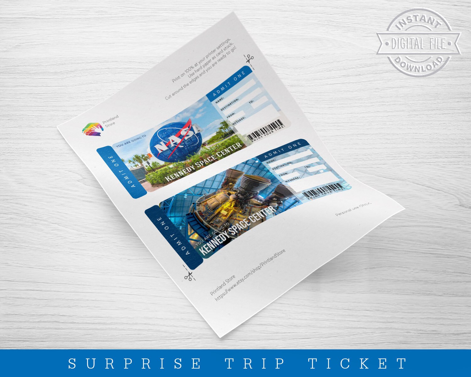 Printable Kennedy Space Center Surprise Trip Ticket, NASA Space Ticket ...