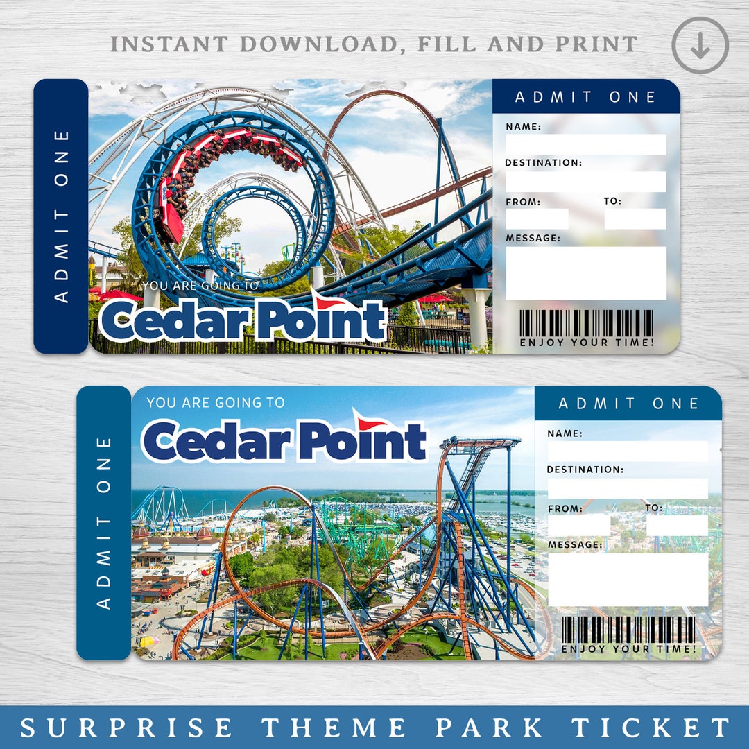 Digital CEDAR POINT Surprise Trip Gift Ticket, Amusement Park Printable ...