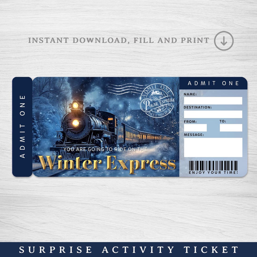 Printable WINTER EXPRESS Surprise Reveal Ticket︱north Pole Express ...