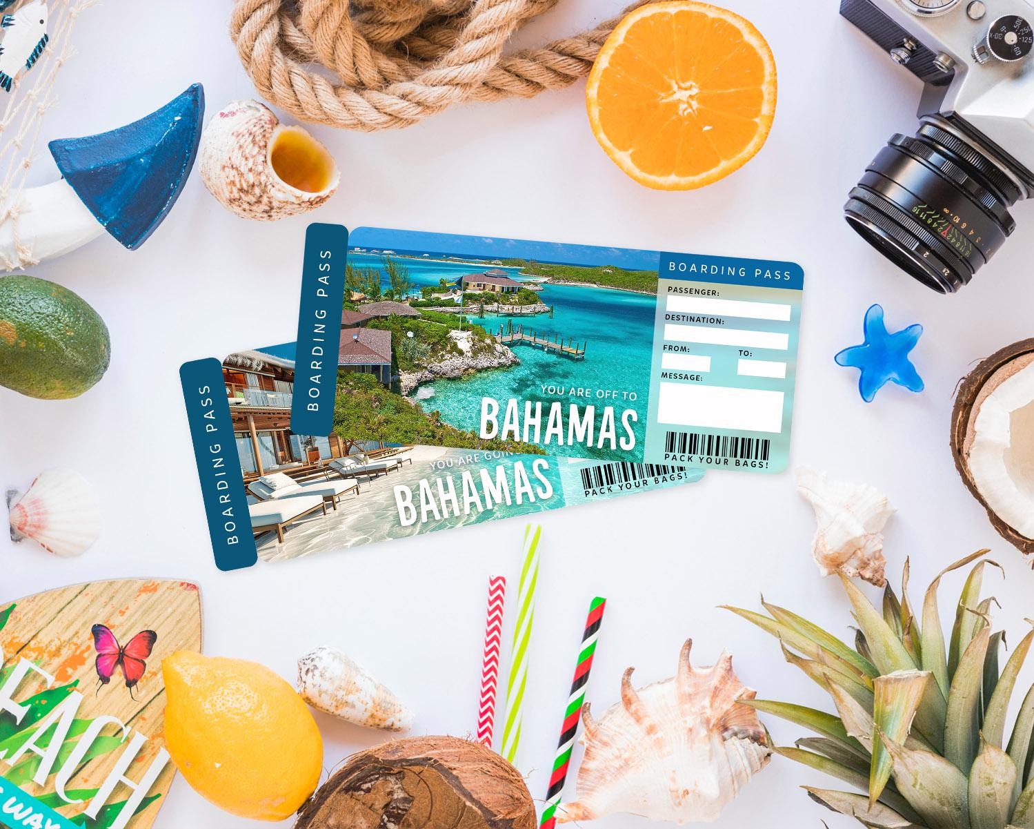 Digital BAHAMAS Trip Surprise Gift Ticket︱vacation Boarding Pass ...