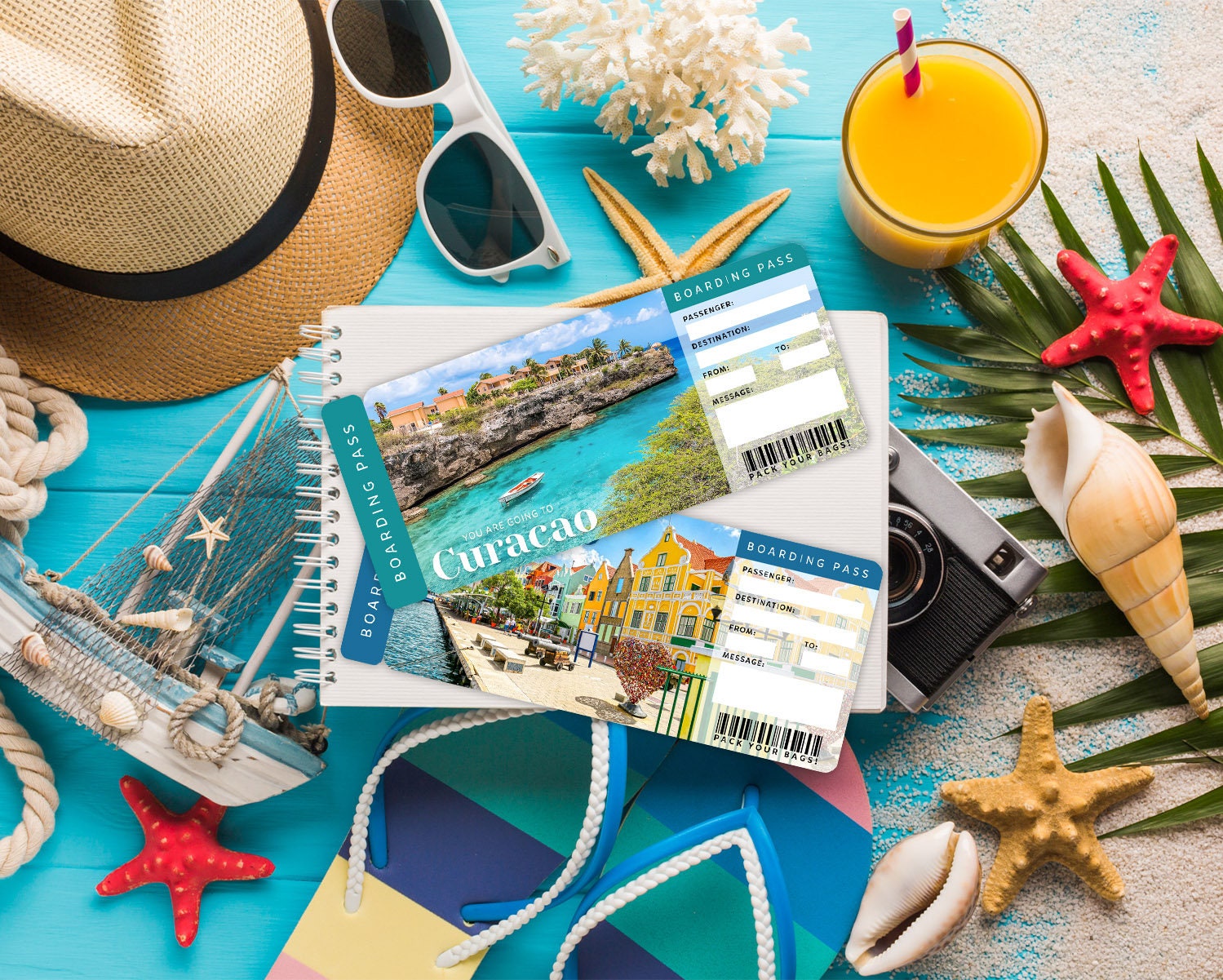 Digital CURACAO Trip Surprise Gift Ticket︱printable Curacao Boarding ...
