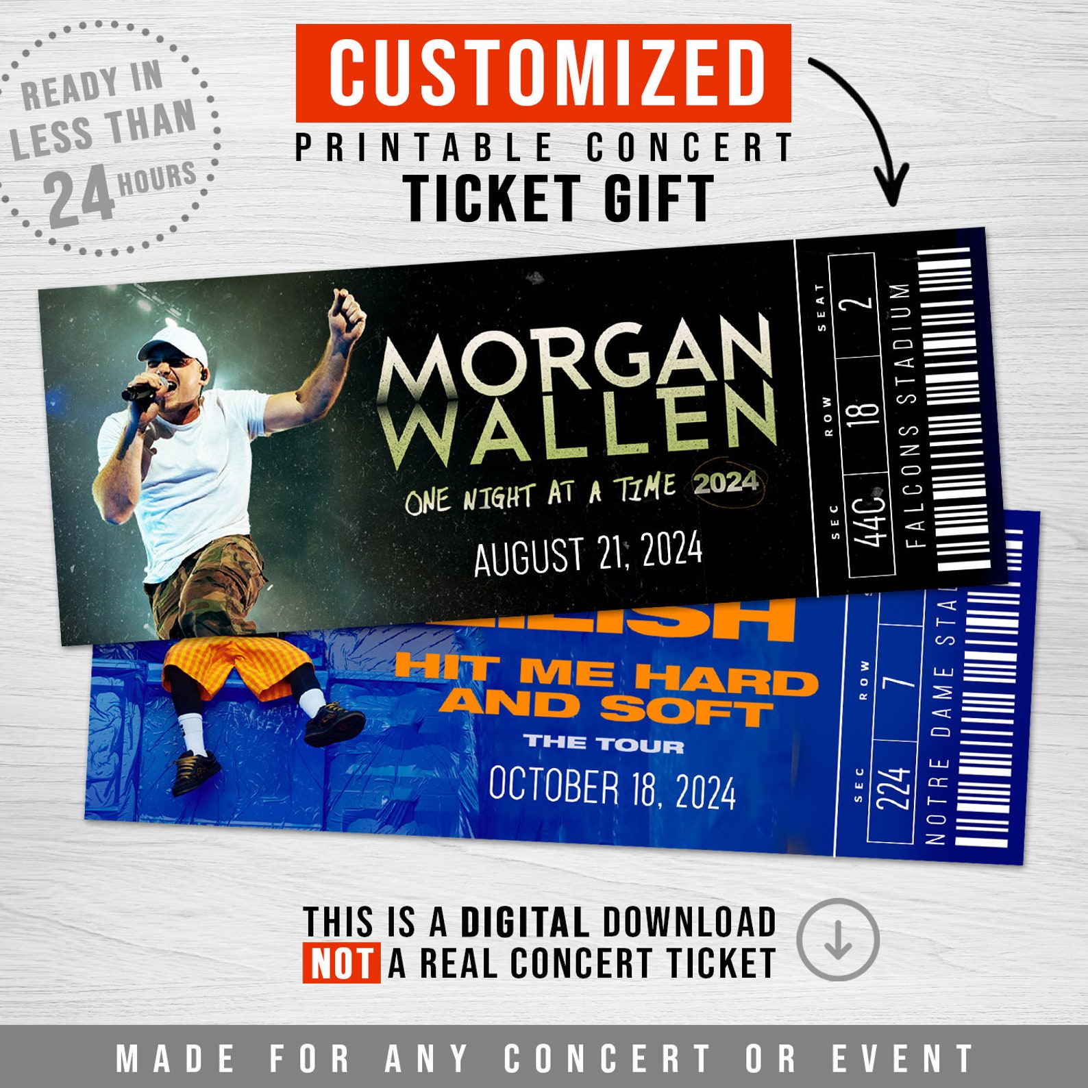Customized Concert Ticket, Printable Souvenir Ticket, Concert ...