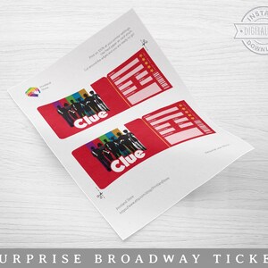 Printable Clue Broadway Surprise Ticket︱musical Theatre Ticket︱event ...
