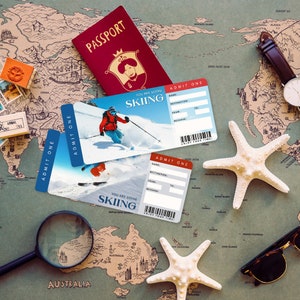 Printable SKIING Surprise Ticket︱winter Vacation Gift Reveal ...