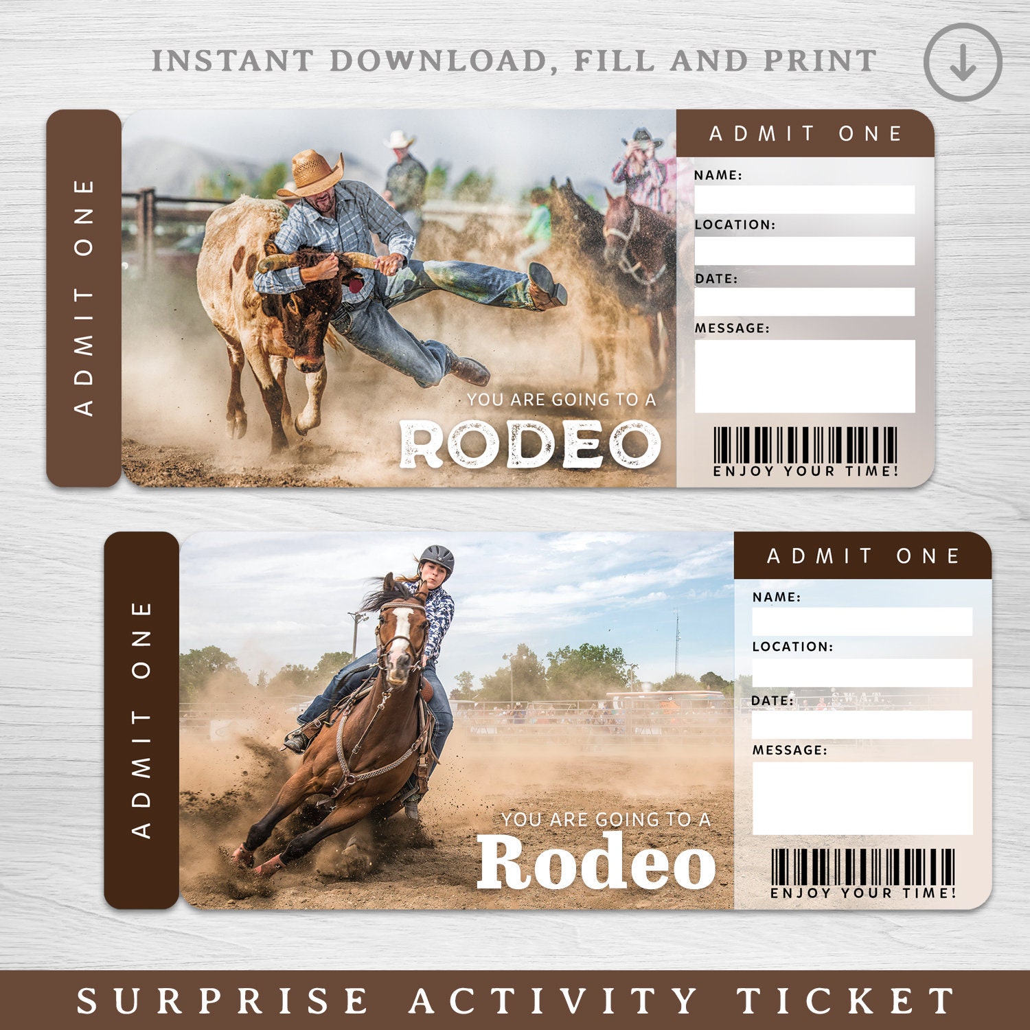 Digital Rodeo Surprise Trip Gift Ticket, BARREL Racing Surprise Reveal ...
