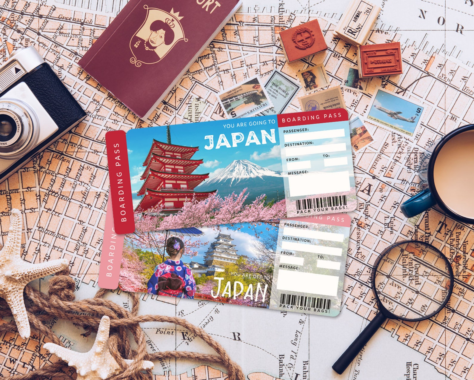 Printable JAPAN Trip Surprise Gift Ticket︱japan Boarding Pass︱printable ...
