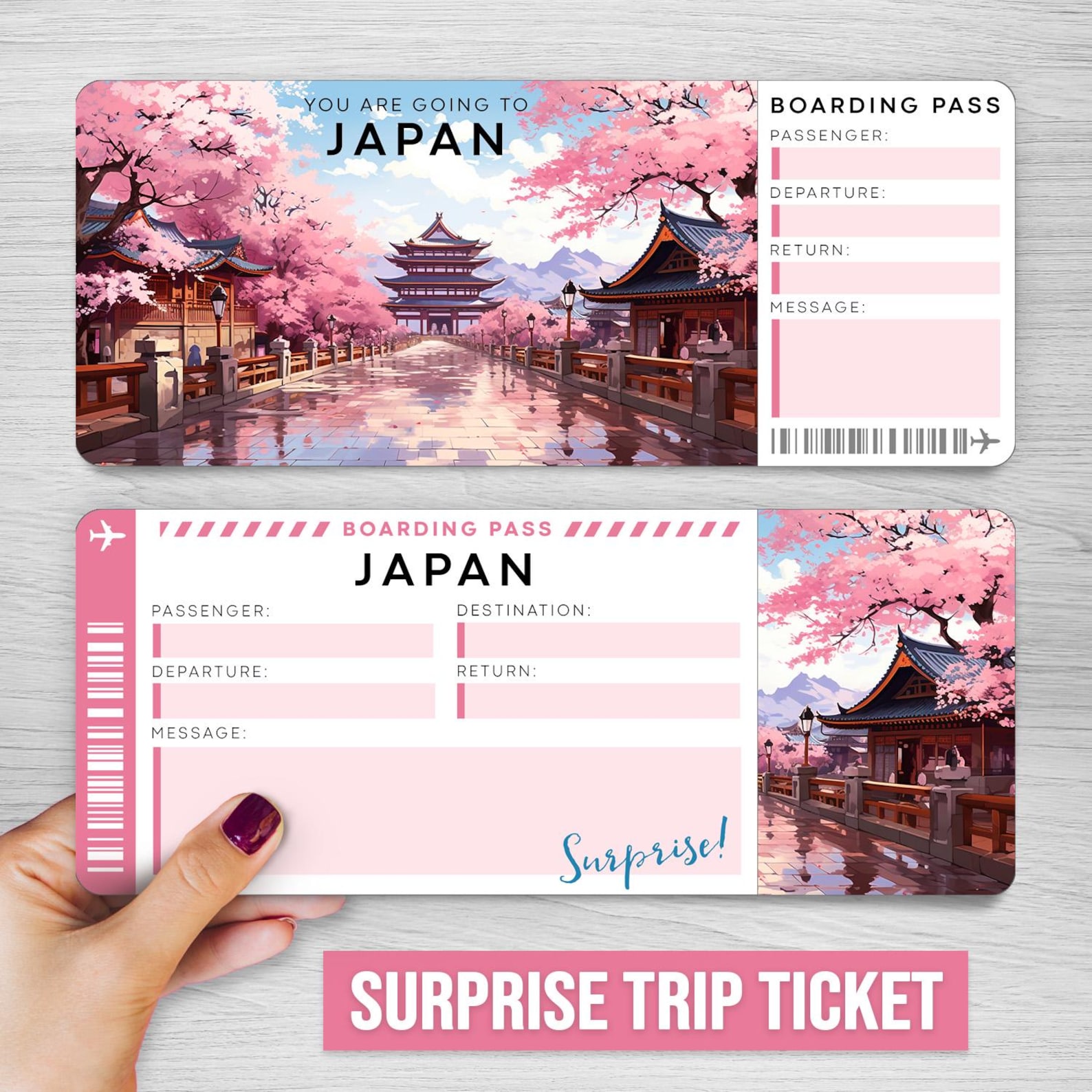 Printable JAPAN Trip Surprise Gift Ticket︱japan Boarding Pass︱printable ...
