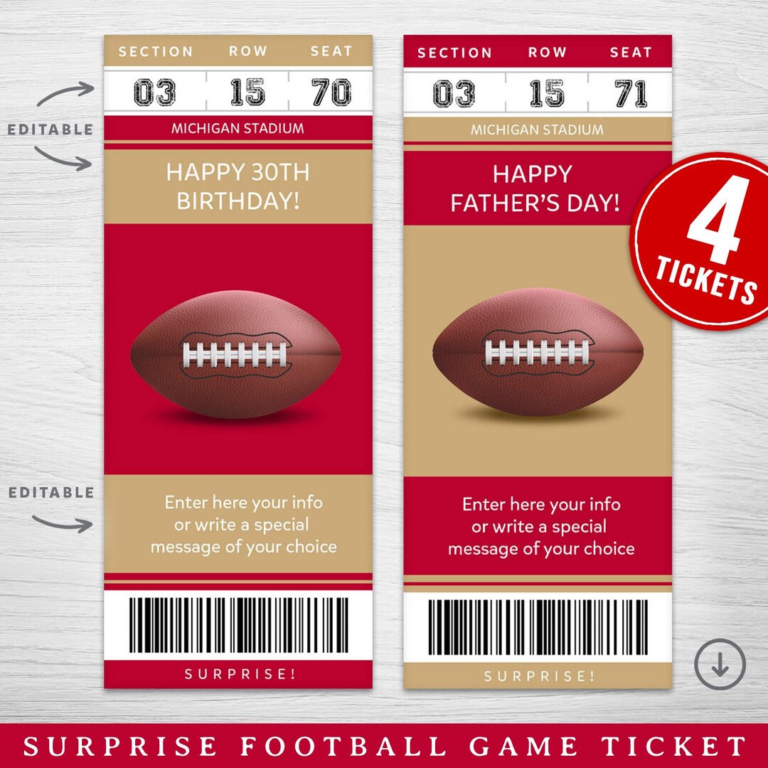Digital San Francisco Colors Sport Surprise Ticket Gift, Football Game ...