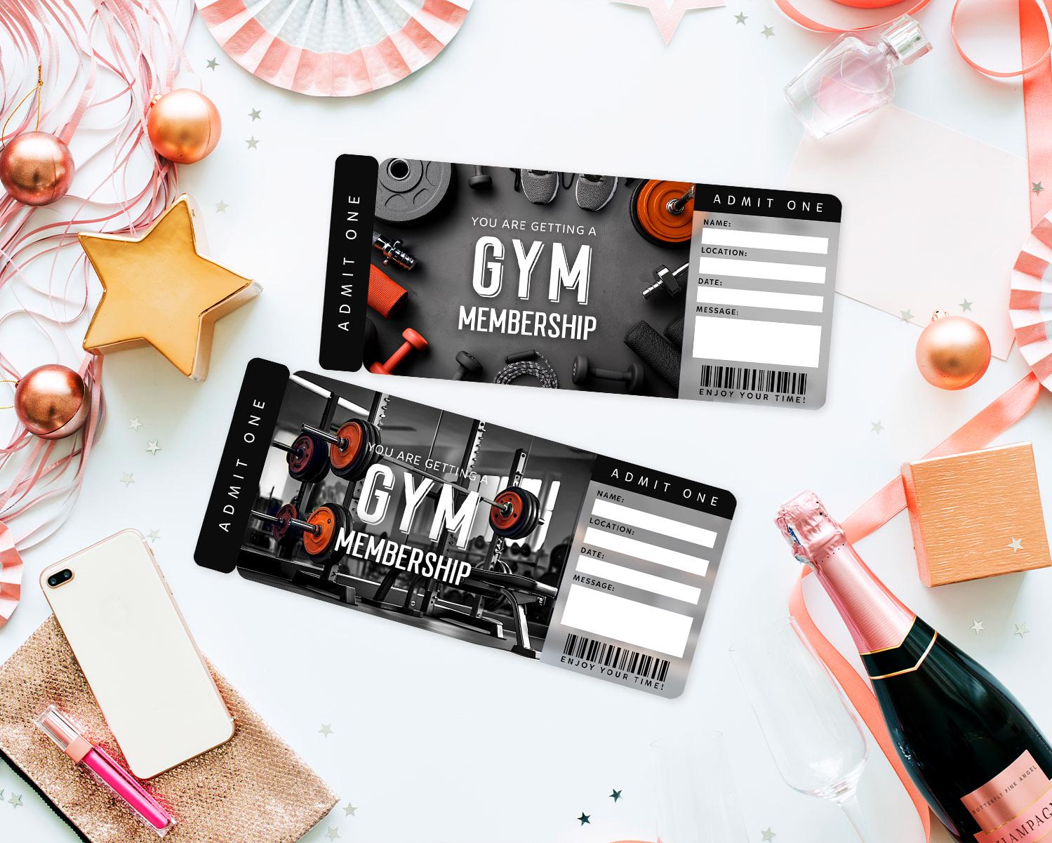 Printable Gym Membership Gift Voucher | Fitness Club Coupon | Gym Lover ...