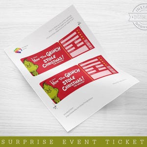 Printable How the Grinch Stole Christmas Broadway Surprise Ticket ...