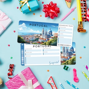 Digital PORTUGAL Surprise Trip Ticket, Portugal Printable Boarding Pass ...