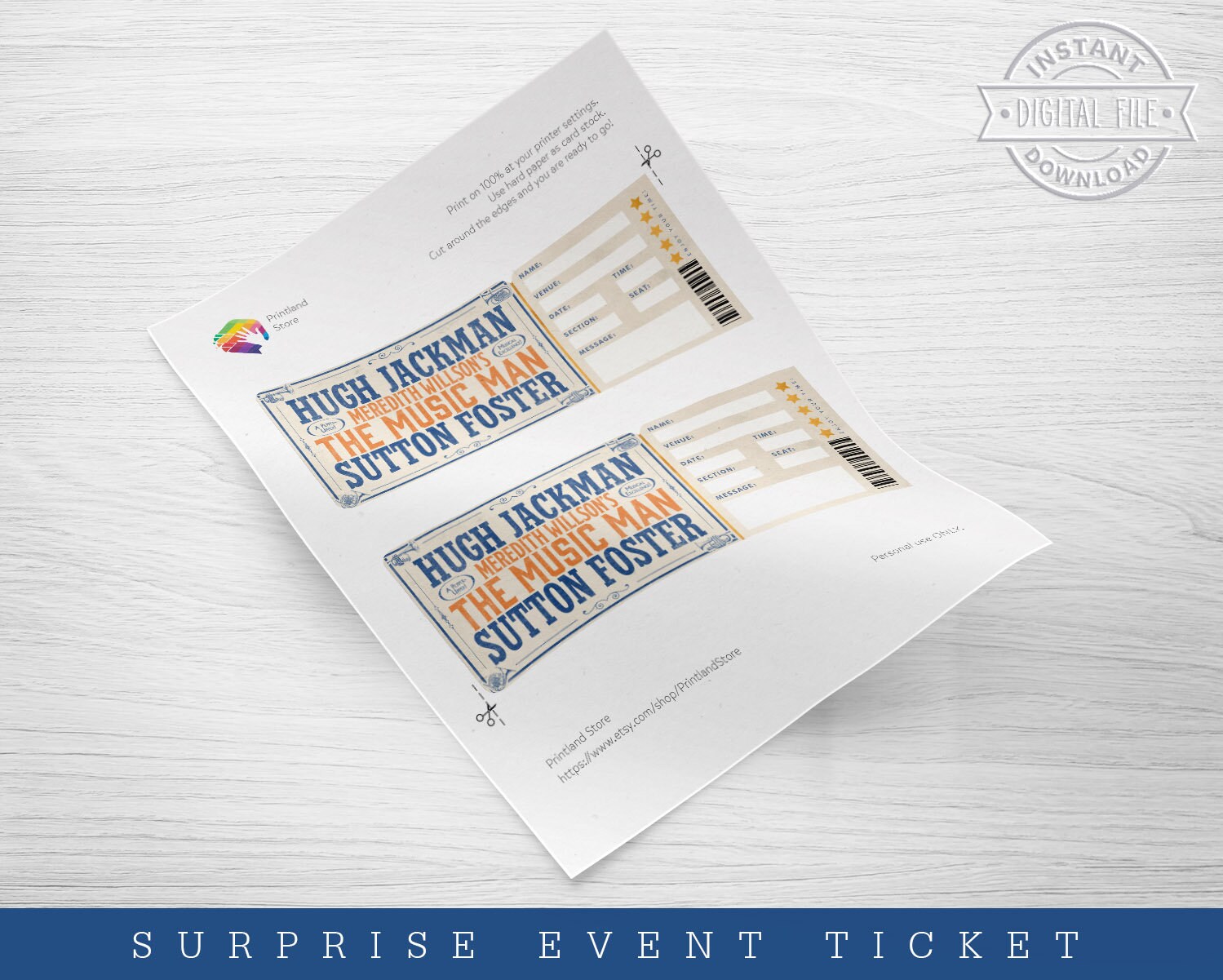 Printable the Music Man Broadway Surprise Ticket, Music Man the Musical ...