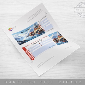 Digital NORWAY Trip Surprise Gift Ticket︱norway Boarding Pass︱printable ...