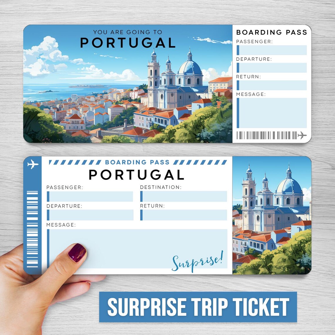 Digital PORTUGAL Trip Surprise Gift Ticket︱europe Boarding Pass ...