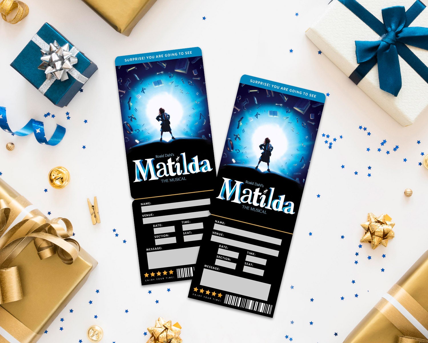 Printable Matilda Broadway Surprise Ticket, Matilda the Musical Collectible Theater Ticket ...