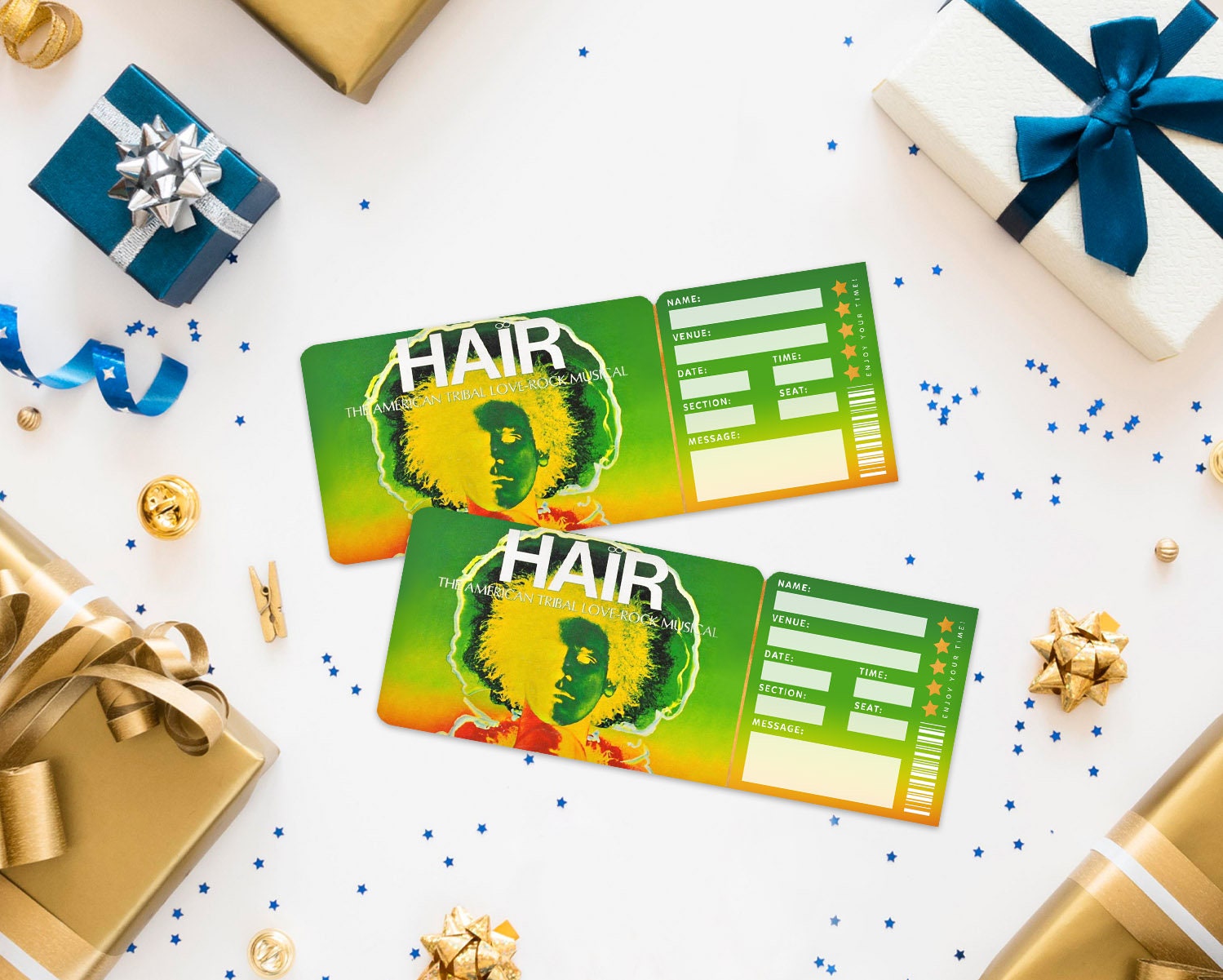 Printable HAIR Broadway Surprise Ticket︱musical Theatre Ticket︱event ...