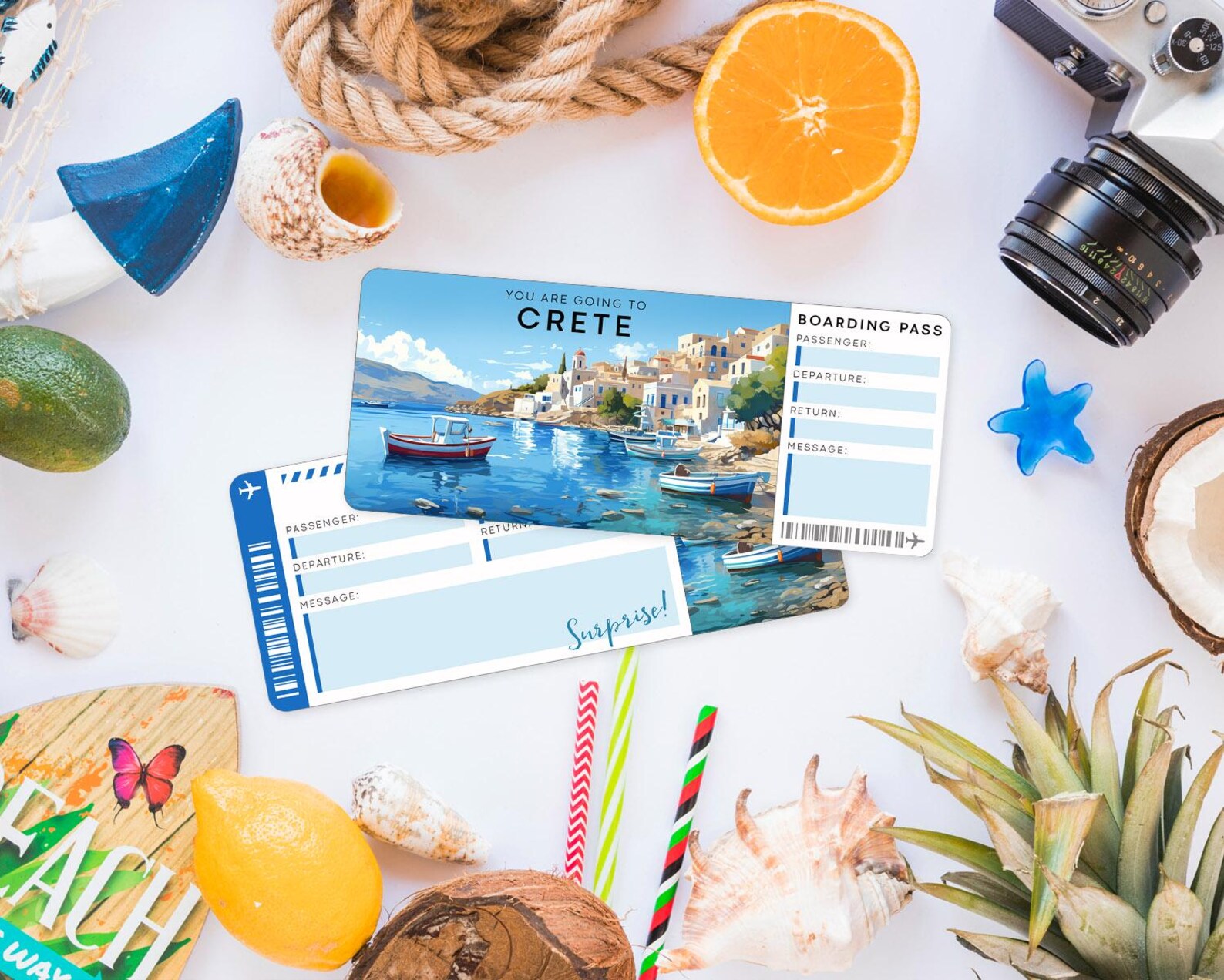 Digital CRETE Trip Surprise Gift Ticket︱greece Boarding Pass︱printable ...